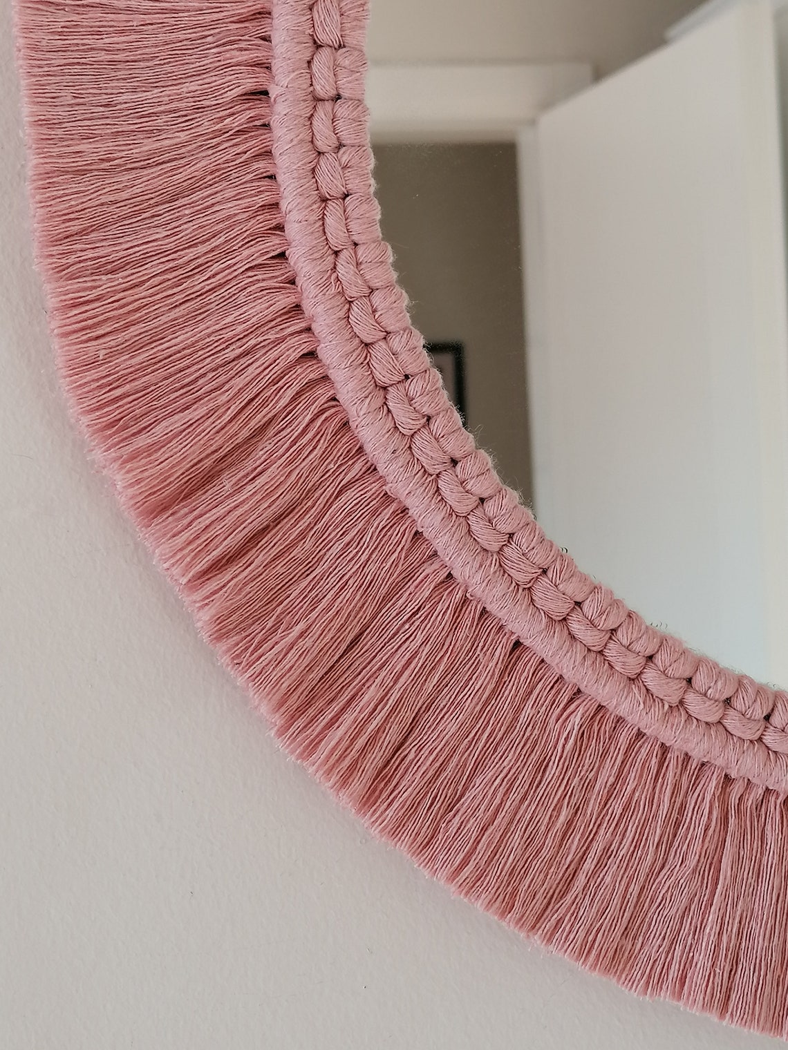 Nursery Mirror , Bead Macrame , Girl's Room Decor , Custom Macrame Wall ...