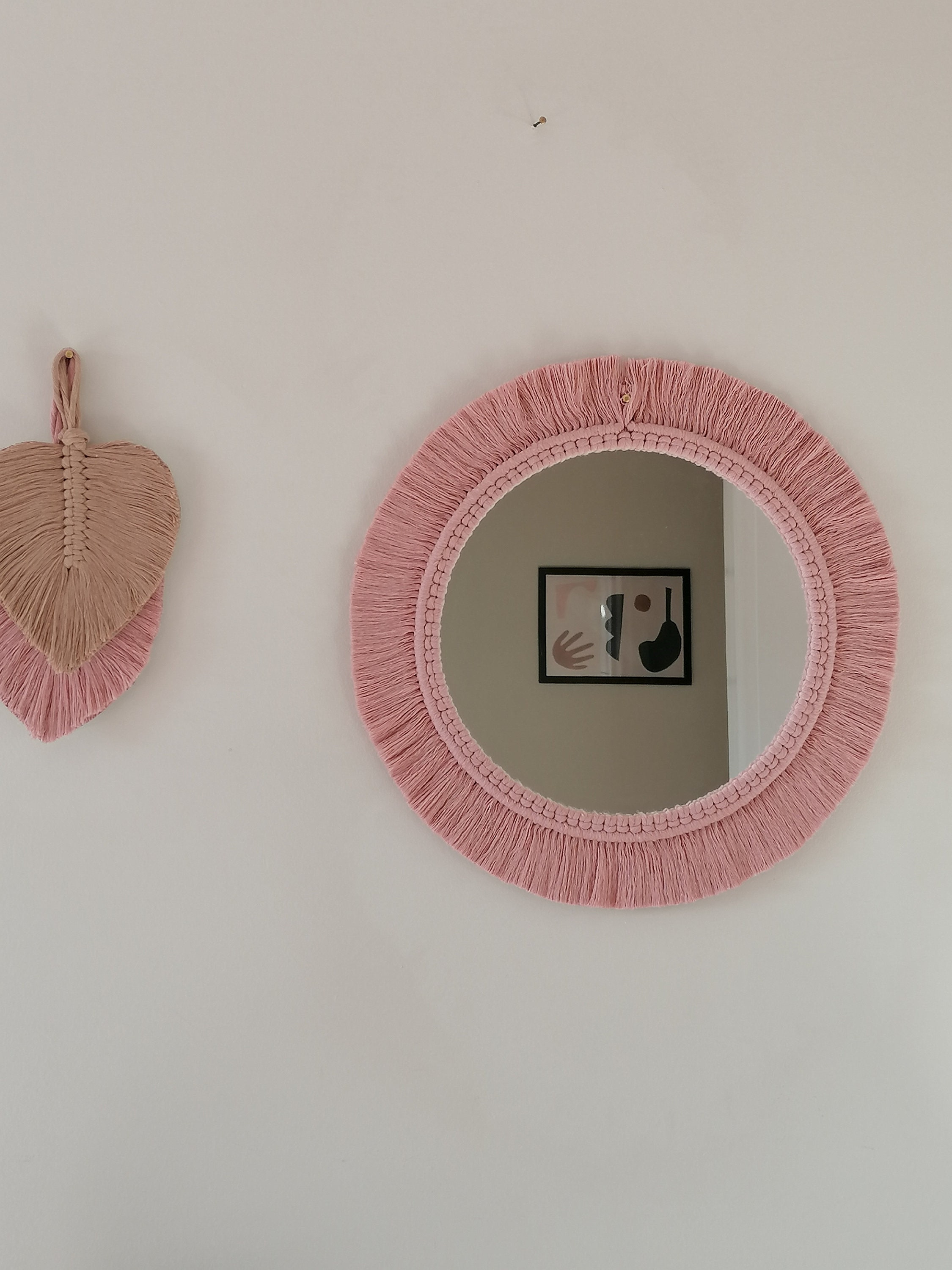 Nursery Mirror , Bead Macrame , Girl's Room Decor , Custom Macrame Wall ...