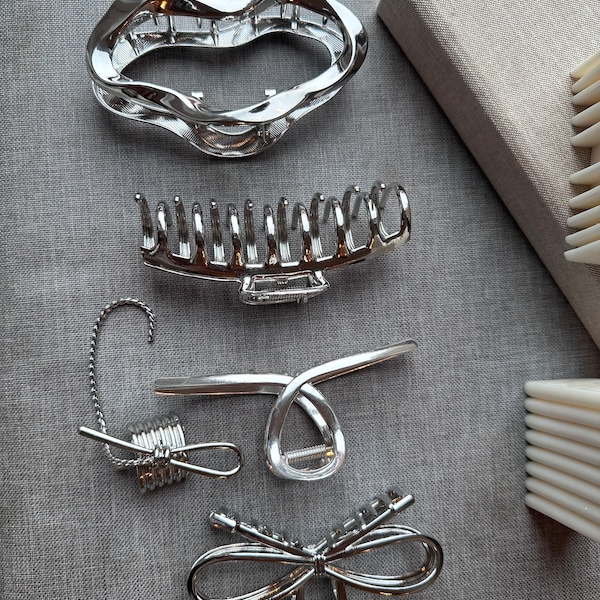 Silver Hair Clip - Etsy