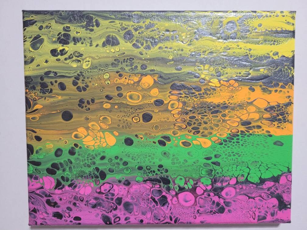 8x10 Acrylic Cell Swipe Pour Painting - Etsy