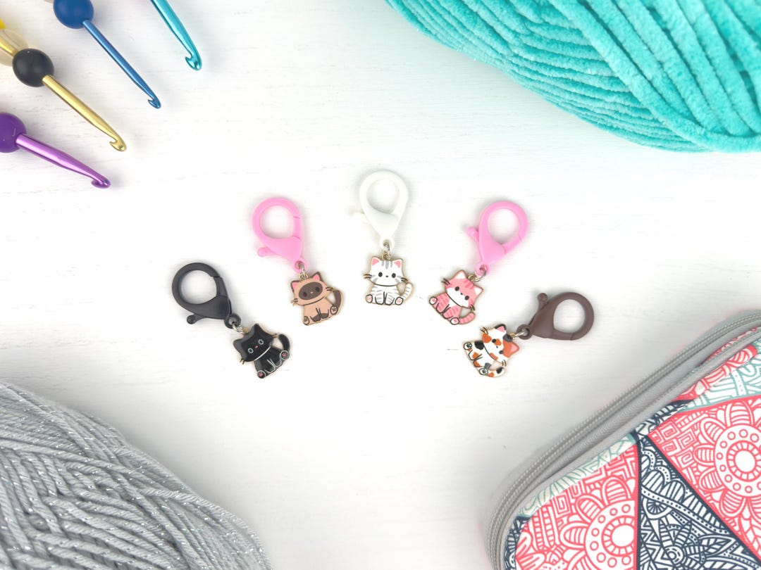 Custom Stitch Marker With Large Lobster Clasp | Cutecore Kawaii Cat ...