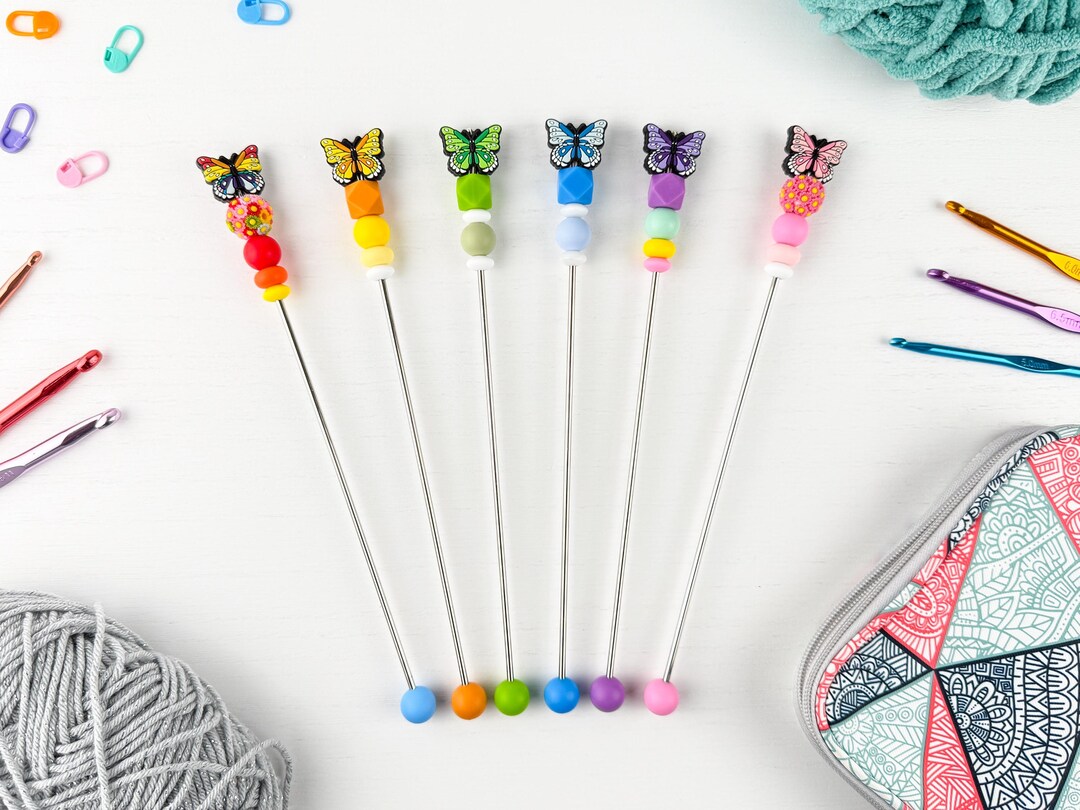 Custom Amigurumi Sewing Stick With Rainbow Butterfly Charm Topper - Etsy