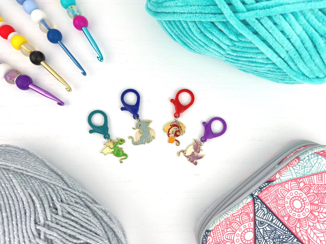 Custom Stitch Marker With Large Lobster Clasp | Cutecore Kawaii Dragon ...