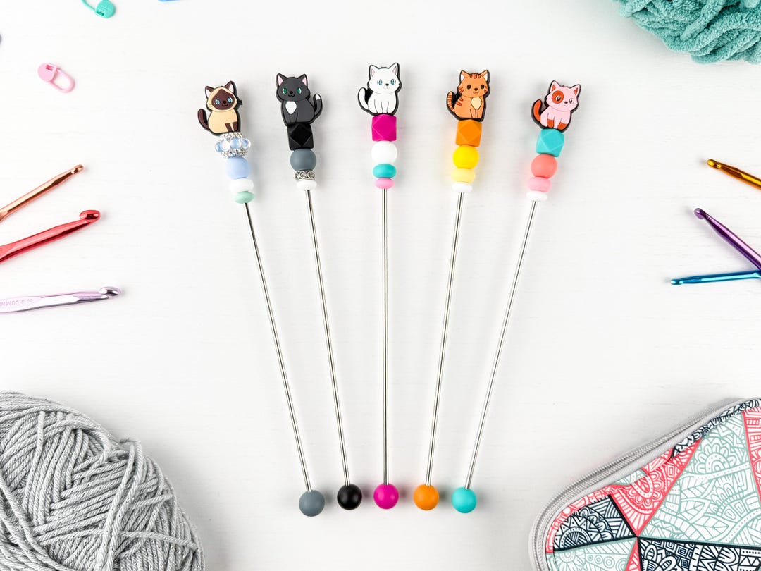 Custom Amigurumi Sewing Stick With Kawaii Kitty Cat Charm - Etsy