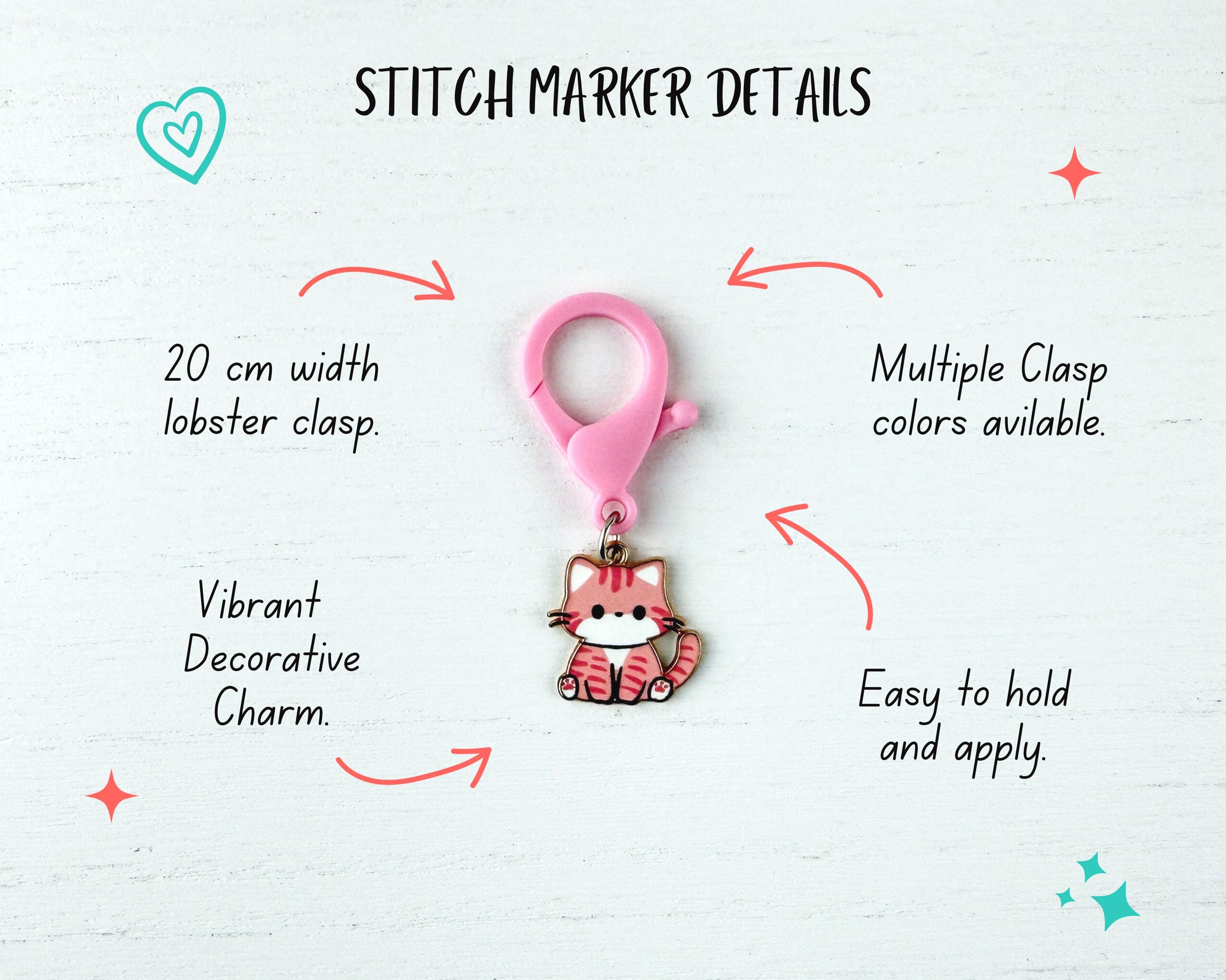 Custom Stitch Marker With Large Lobster Clasp | Cutecore Kawaii Cat ...