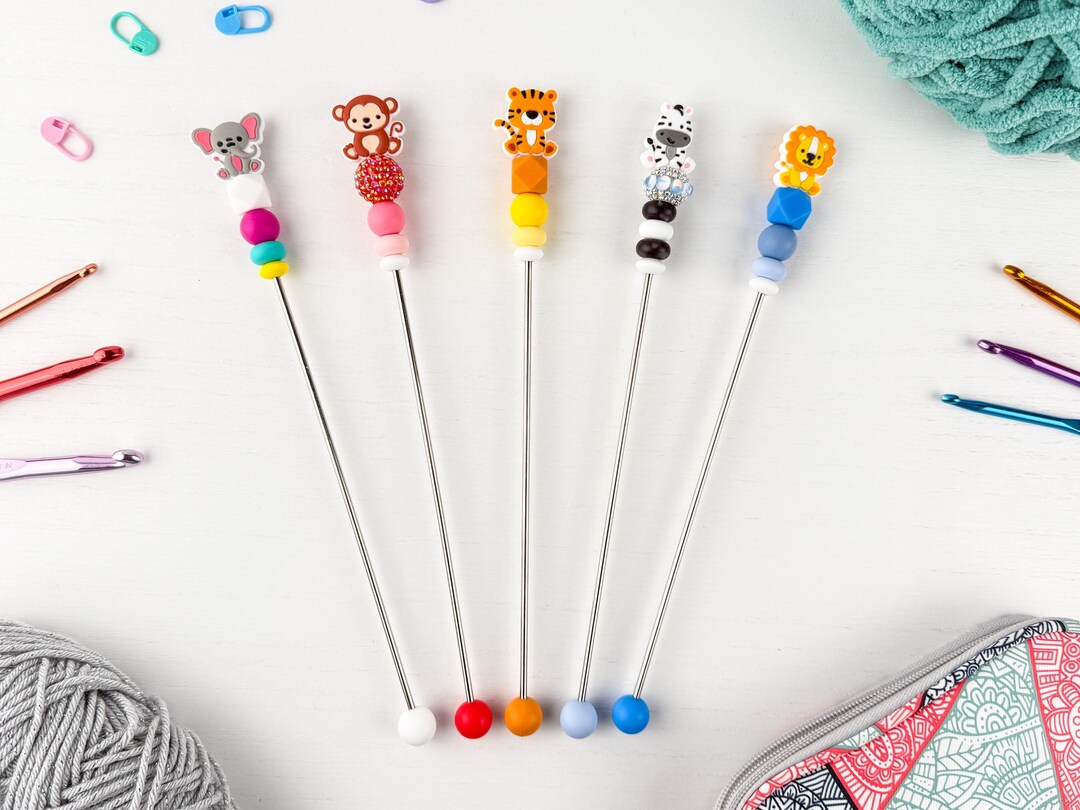 Custom Amigurumi Sewing Stick With Kawaii Zoo Animal Charm Topper - Etsy