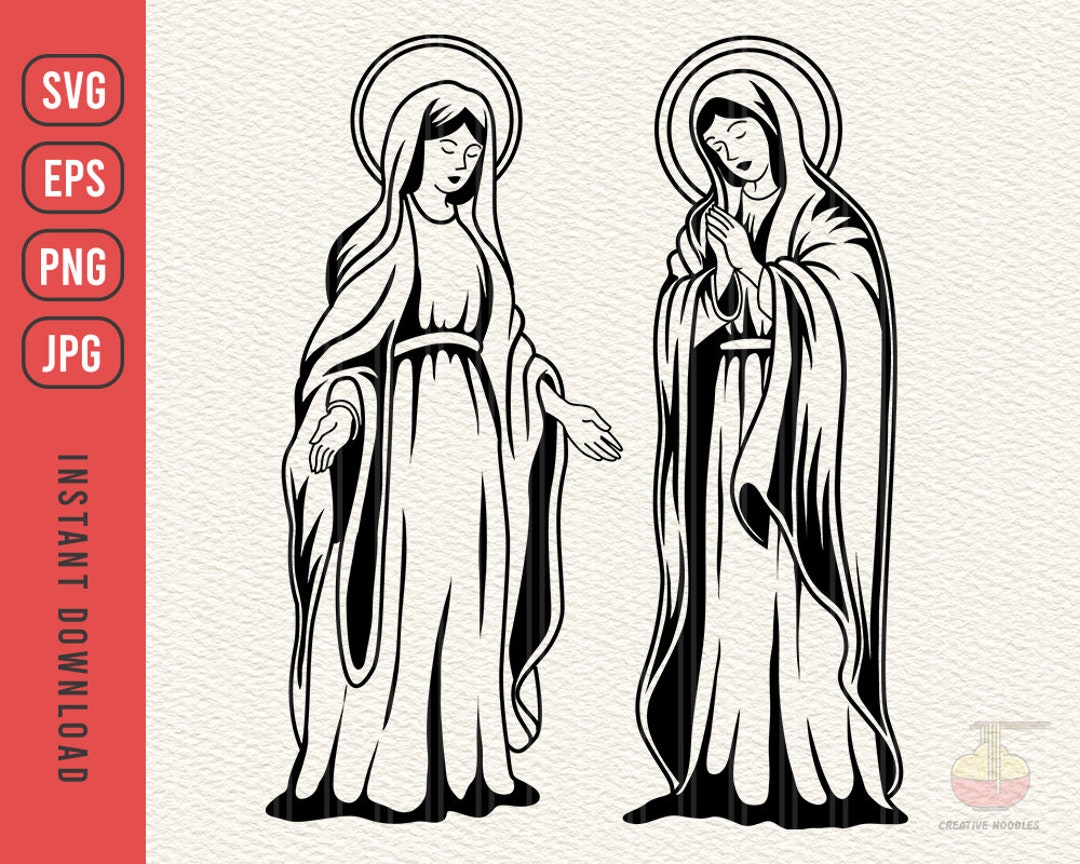 Virgin Mary Svg, Mother Mary Clip Art, Mary Mother of God Design ...
