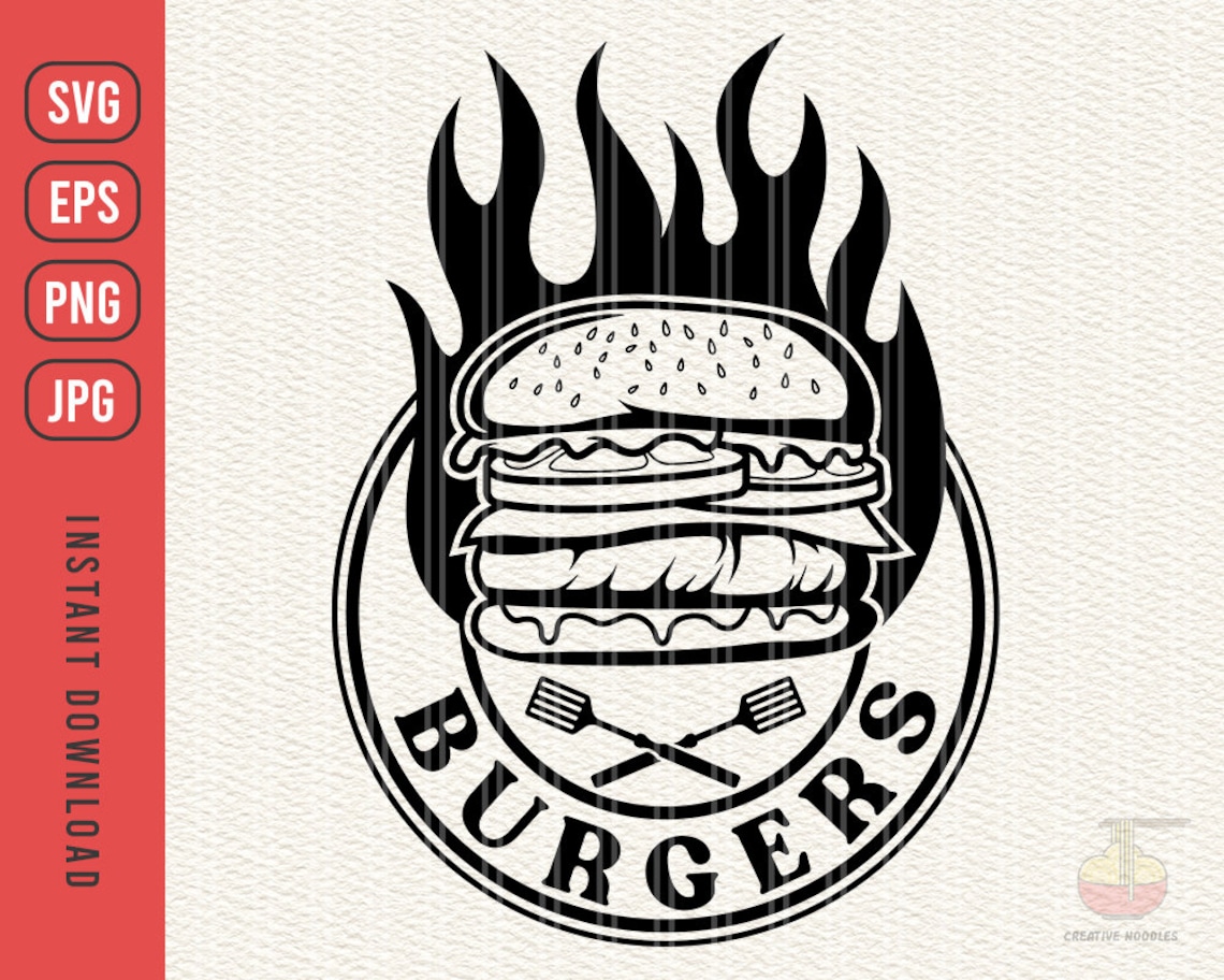 Hamburger Svg Flaming Burger Svg Flippping Burger Svg - Etsy