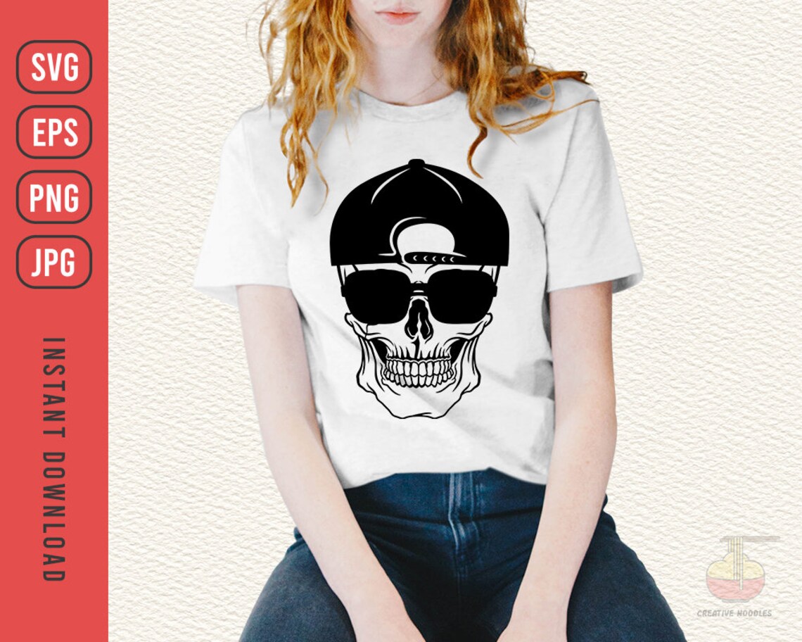 Skull With Glasses Svg Skull With Hat Svg Skull Svg Cool - Etsy