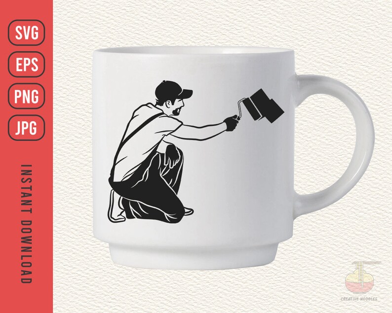 Man Painting Wall Svg Painter Svg Painter Silhouette Svg - Etsy