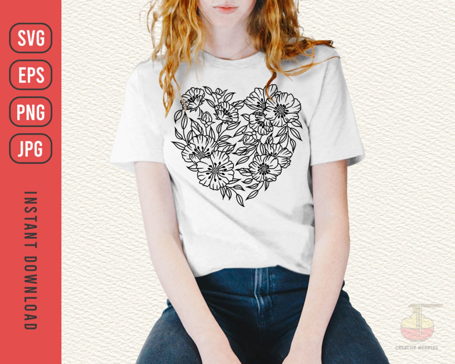 Floral Heart Svg Design Cute Heart Svg Floral Heart Design | Etsy