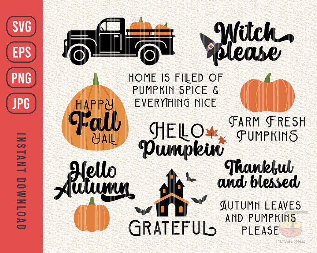 Cute Fall Season Bundle Svg, Fall Halloween Bundle Svg, Pumpkin Season ...