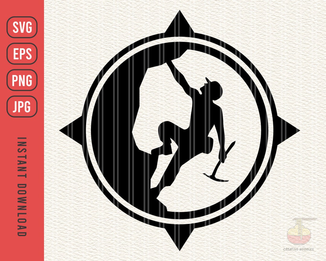 Man Climbing Rock Svg, Rock Climbing Svg, Man Climbing Rock With Hard ...