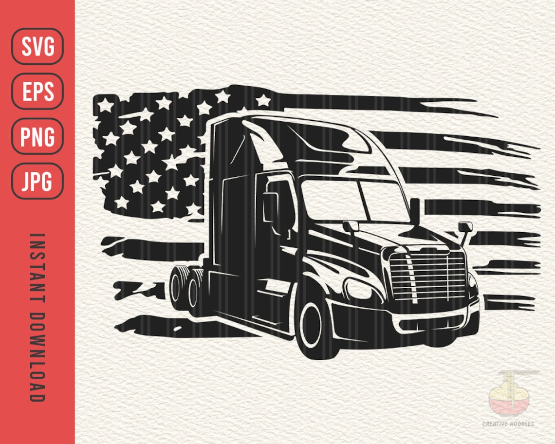 American Classic Truck Svg, Truck Svg, Semi Truck Svg, US Truck Driver ...