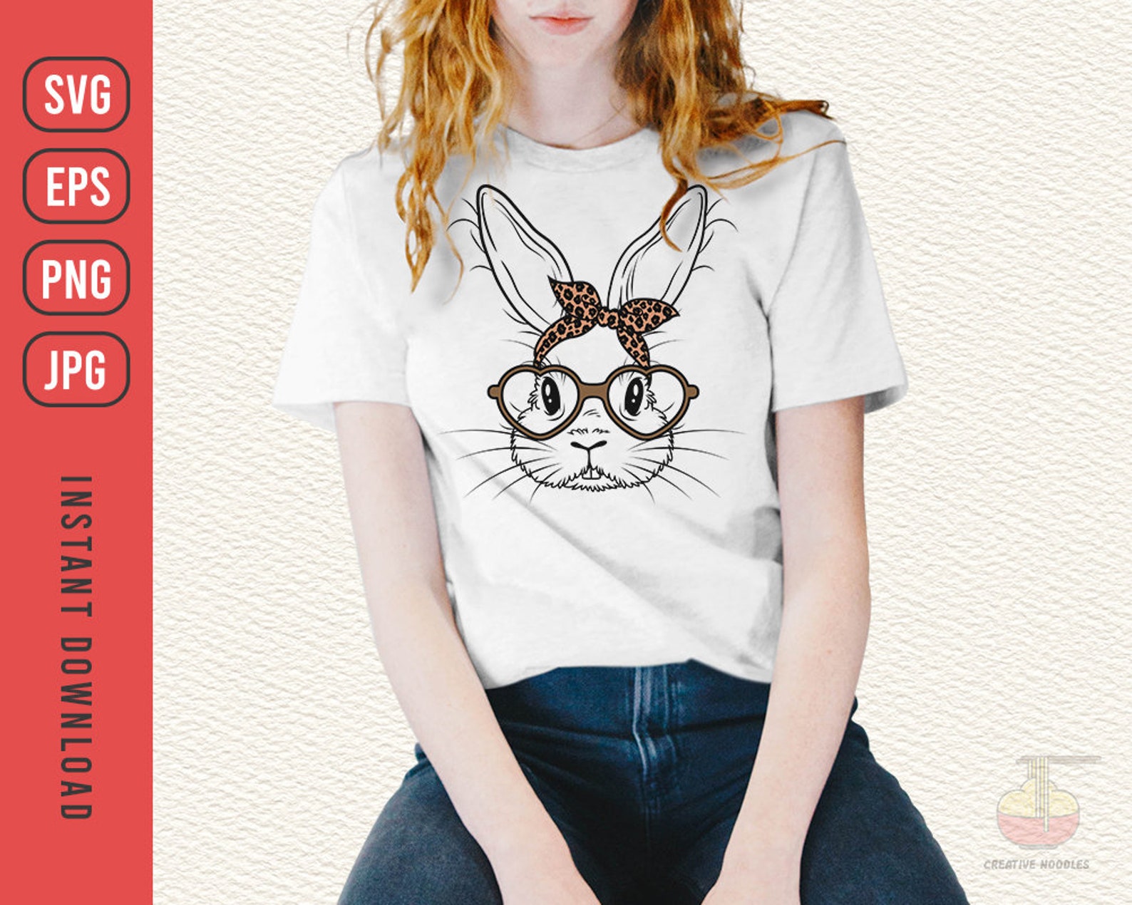 Cute Bunny Rabbit With Bandana Svg Bunny With Bandana Leopard - Etsy