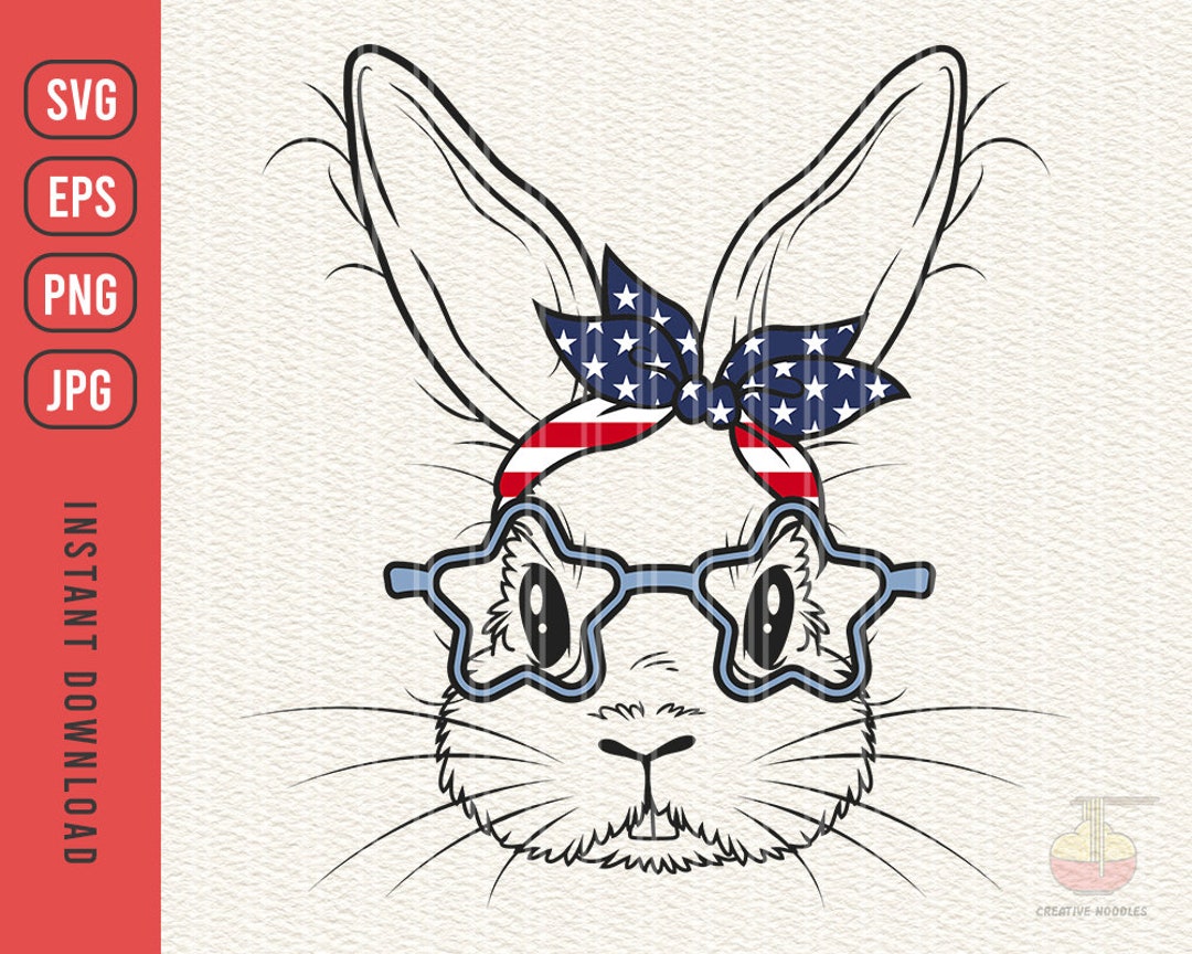 Cute Bunny Rabbit 4th of July Svg, Happy Independence Day Rabbit Svg ...