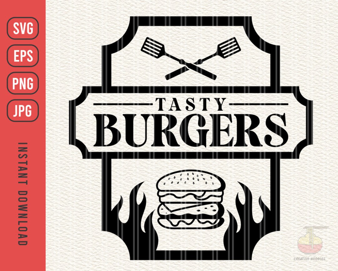 Hamburger Svg, Flaming Burger Svg, Flippping Burger Svg, Tasty Burger ...