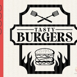 Hamburger svg, Flaming Burger svg, Flippping Burger svg, leckere Burger ...