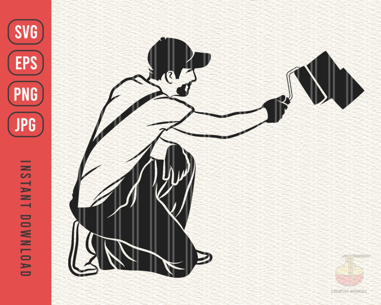 Man Painting Wall Svg, Painter Svg, Painter Silhouette Svg, Man ...