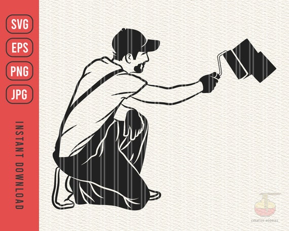 Man Painting Wall Svg Painter Svg Painter Silhouette Svg - Etsy UK