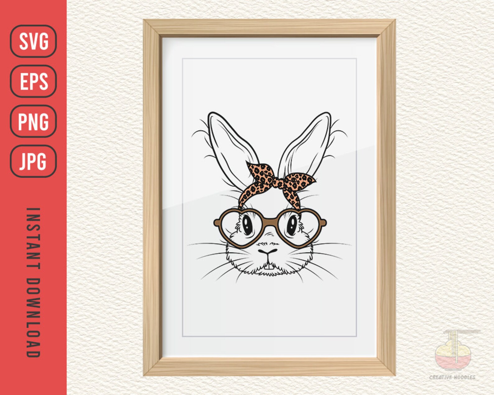 Cute Bunny Rabbit With Bandana Svg Bunny With Bandana Leopard - Etsy