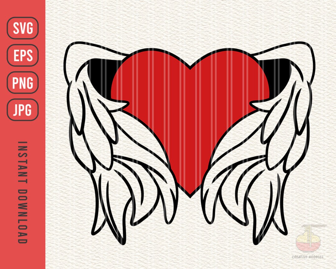 Heart Wings Svg, Wings of Love Svg, Wings Heart Svg, Heart Svg, Wings ...