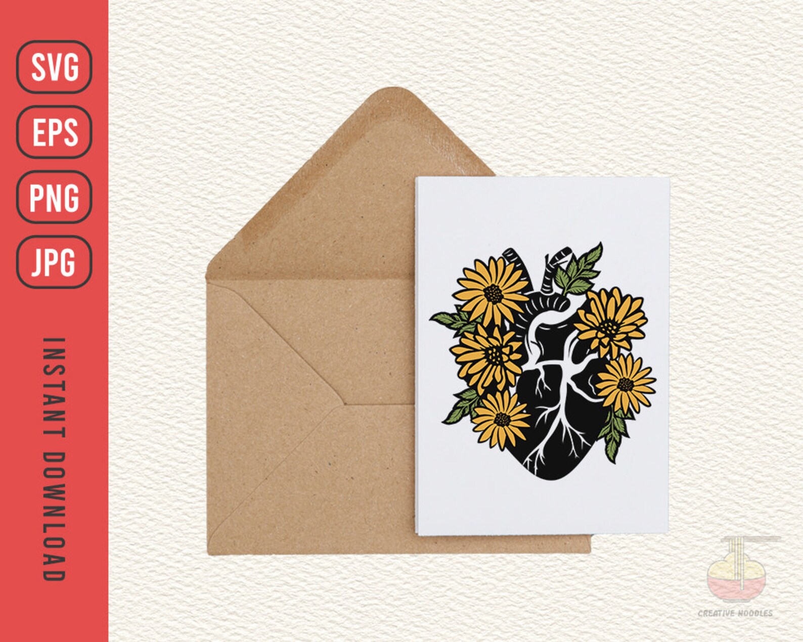Floral Heart Svg Design Cute Heart Svg Sunflower Heart Svg | Etsy