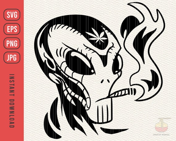 Alien Smoking Weed svg Alien Smoking Cannabis svg Weed | Etsy