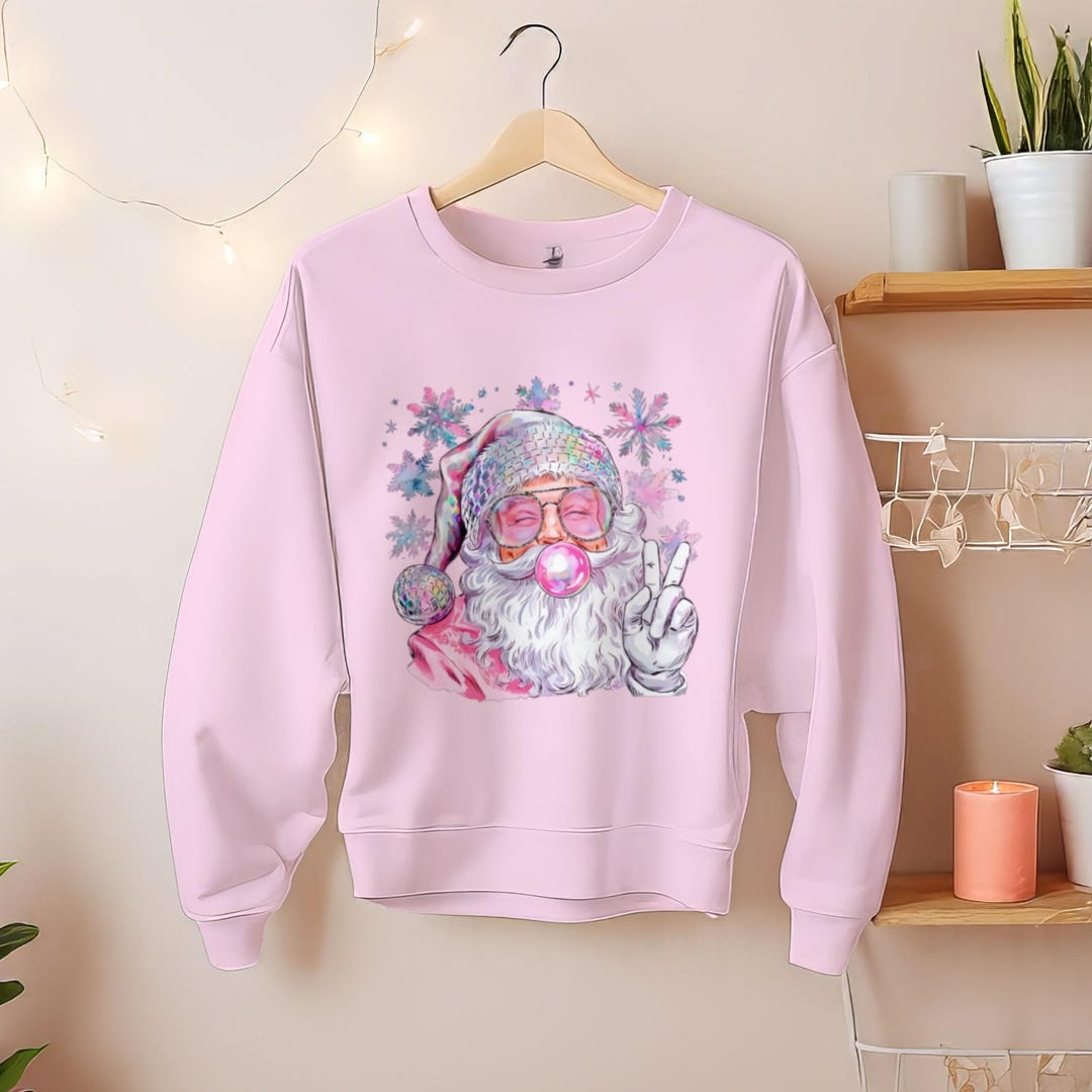 Glitter Retro Peace Sign Preppy Santa - Etsy