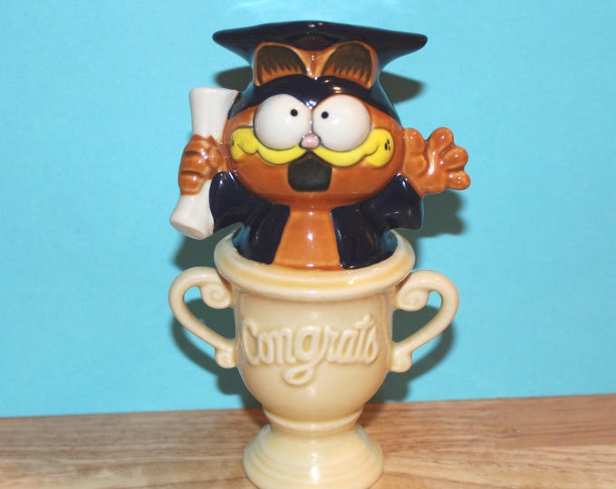 Vintage Garfield Graduation "congrats" Ceramic Enesco Statue - Etsy