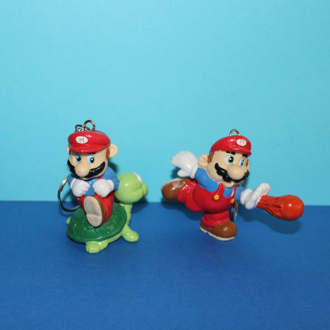 Super Mario Brothers Vintage Mario PVC Figures Upcycled Keychains ...