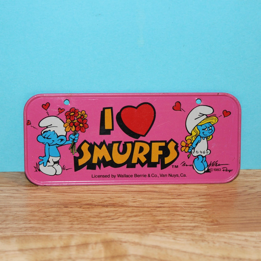Vintage "i Heart Smurfs" Metal Bicycle License Plate 1983 - Etsy