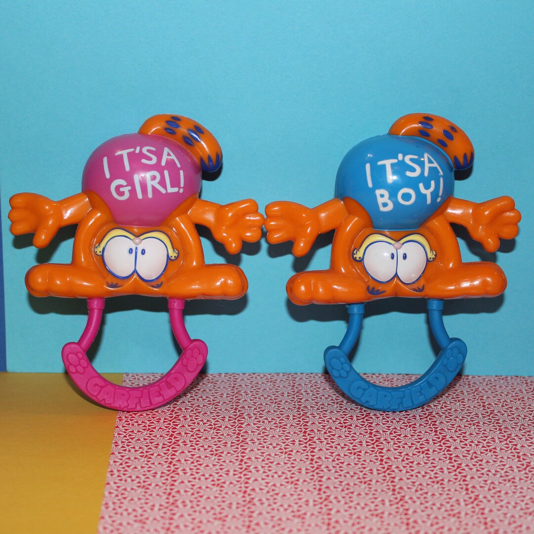 Vintage Garfield Remco Baby Rattles 1990 "it's a Boy!" or "it's a Girl ...