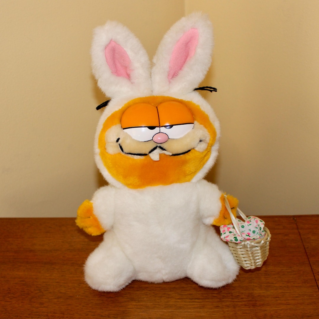 Vintage Garfield Plush Wearing Bunny/rabbit Outfit & Holding an Easter ...
