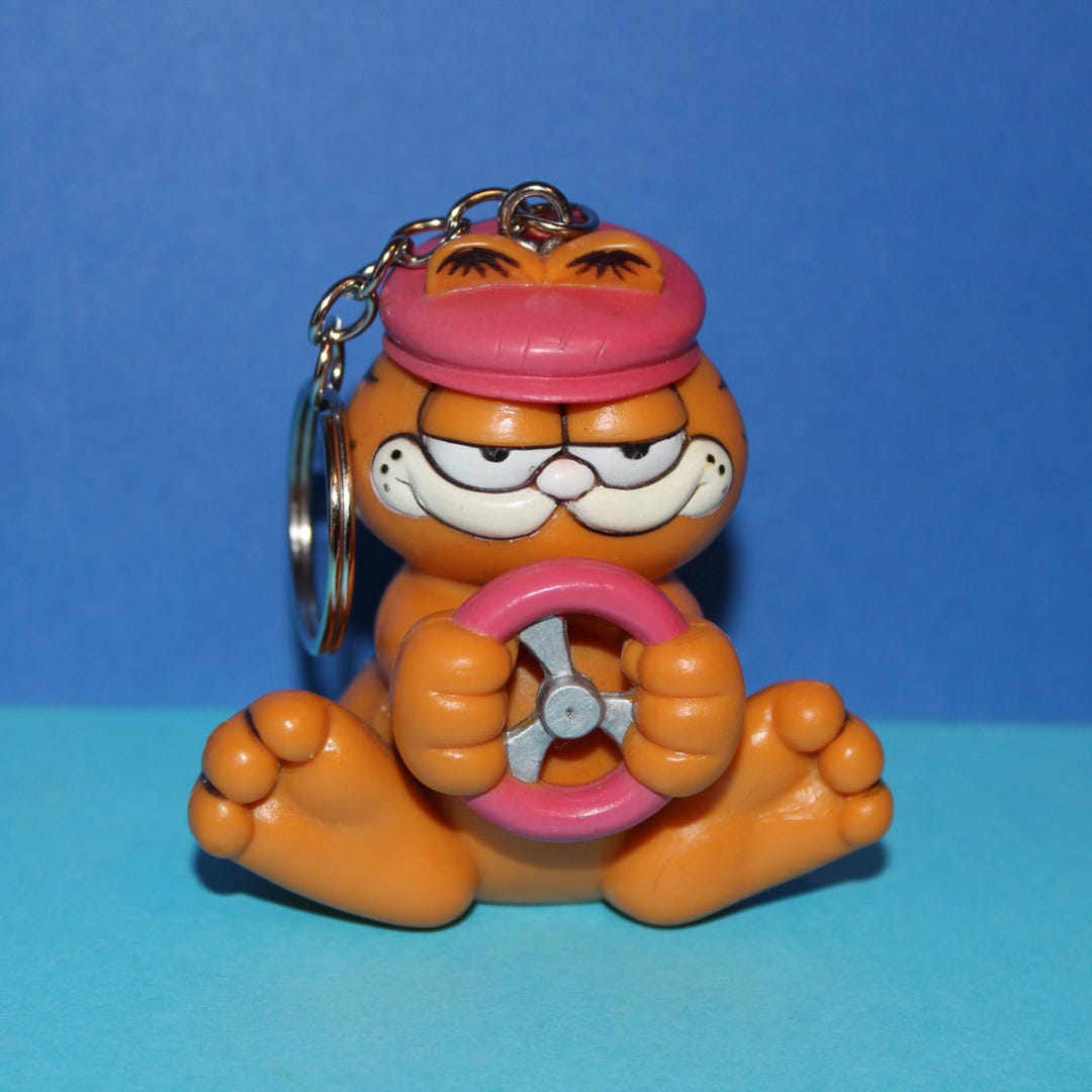 Vintage Garfield Driving PVC Figure/toy With Steering Wheel Upcycled ...