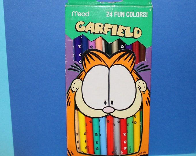 Vintage Garfield Pencil 12 Colored Pencils - 24 Fun Colors - Mead - Etsy