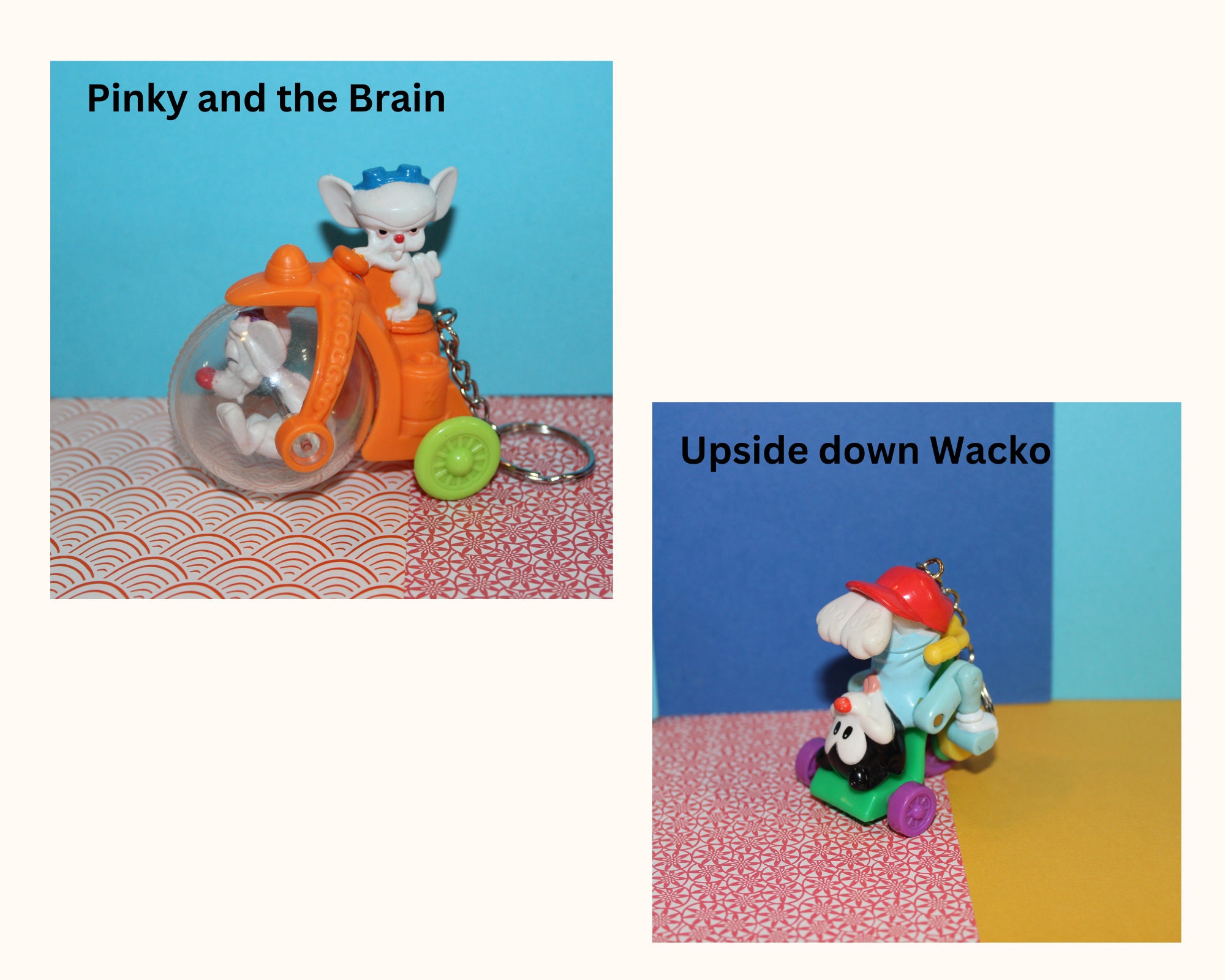 Vintage Mcdonald's Animaniacs Happy Meal Toys 1994 Upcycled Keychains ...