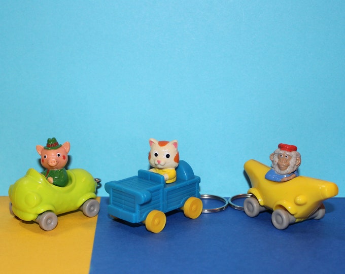 The Busy World of Richard Scarry Upcycled Keychains Mcdonald's Happy ...