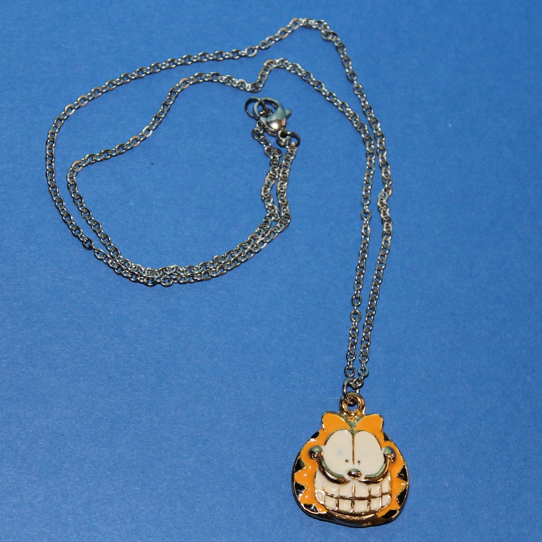 Vintage Garfield Enamel Necklace - Etsy
