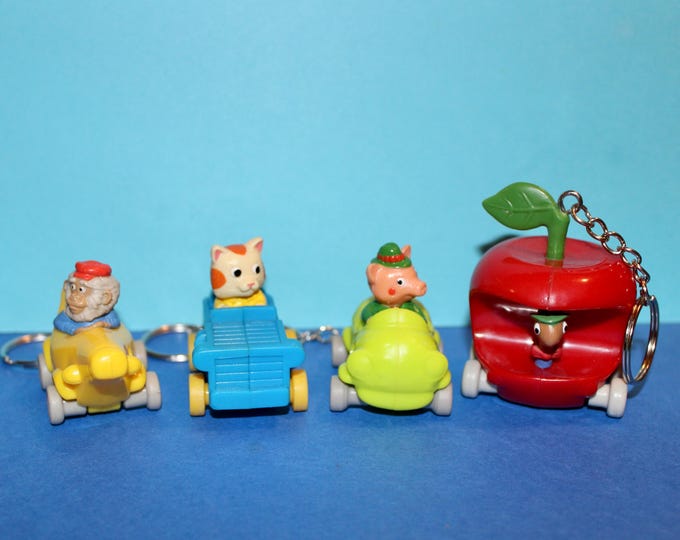 The Busy World of Richard Scarry Upcycled Keychains Mcdonald's Happy ...