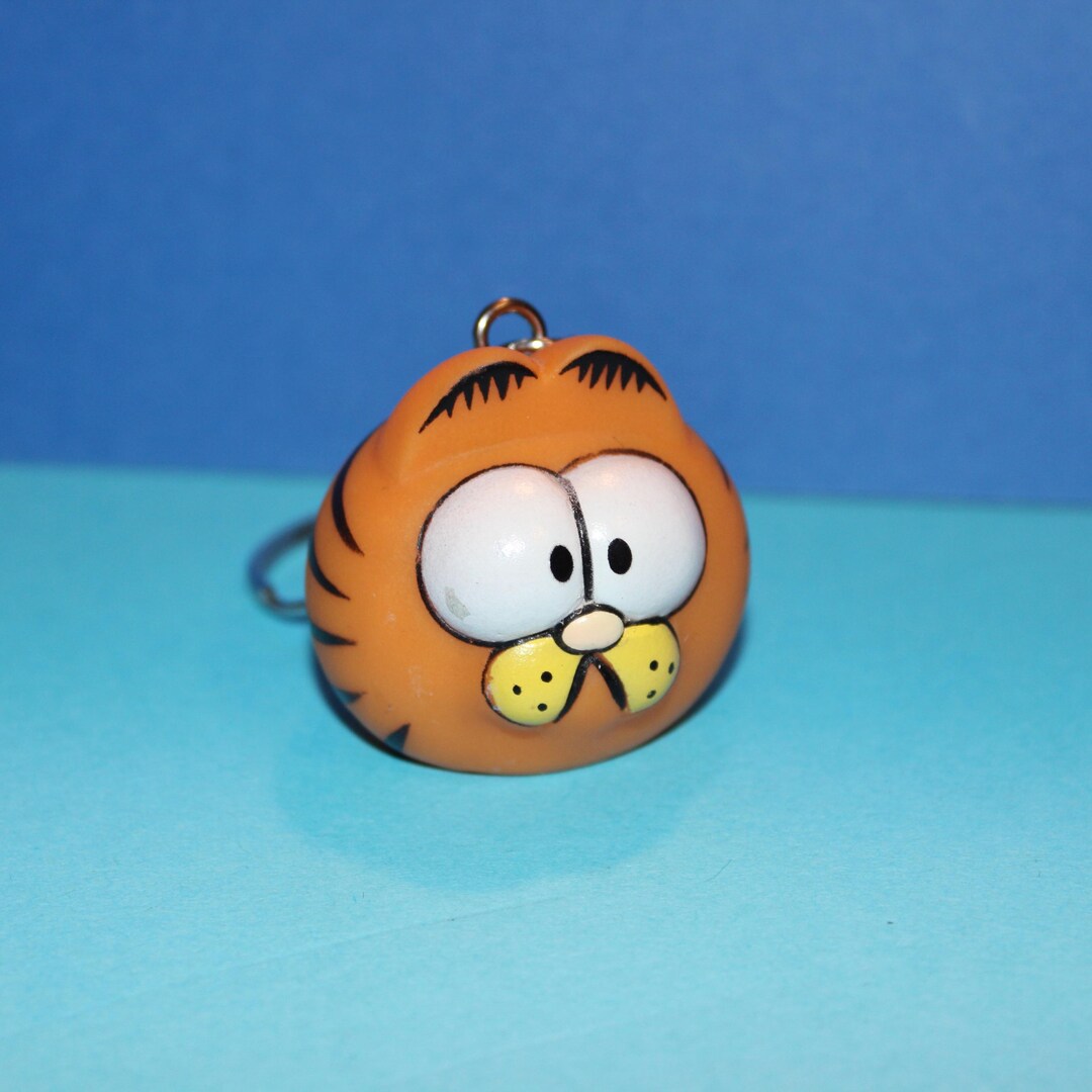 Vintage Garfield Head Toy Upcycled Keychain - Etsy