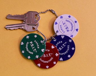 Poker Chips Game Night Upcycled Keychain - Etsy