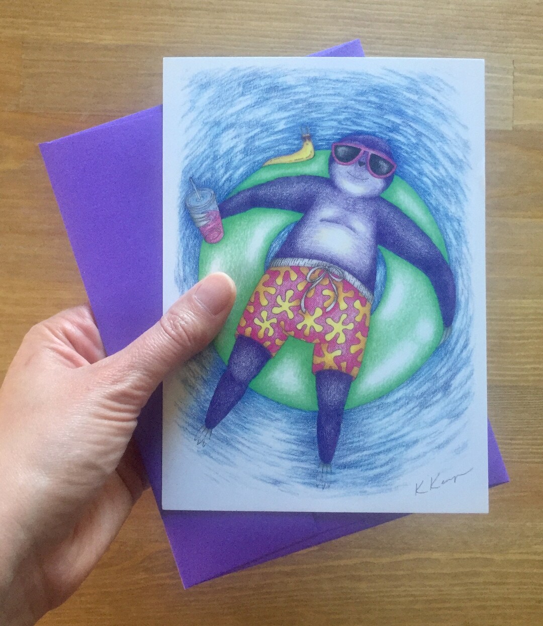 Sloth Chilling Inner-tube Card - Etsy