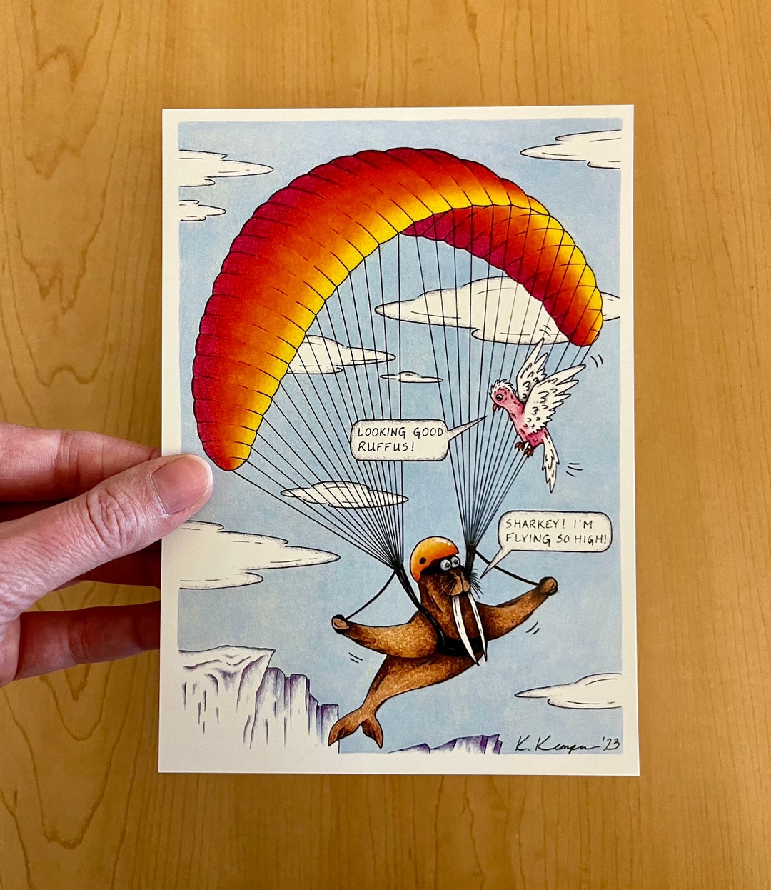 Walrus Paragliding Card - Etsy
