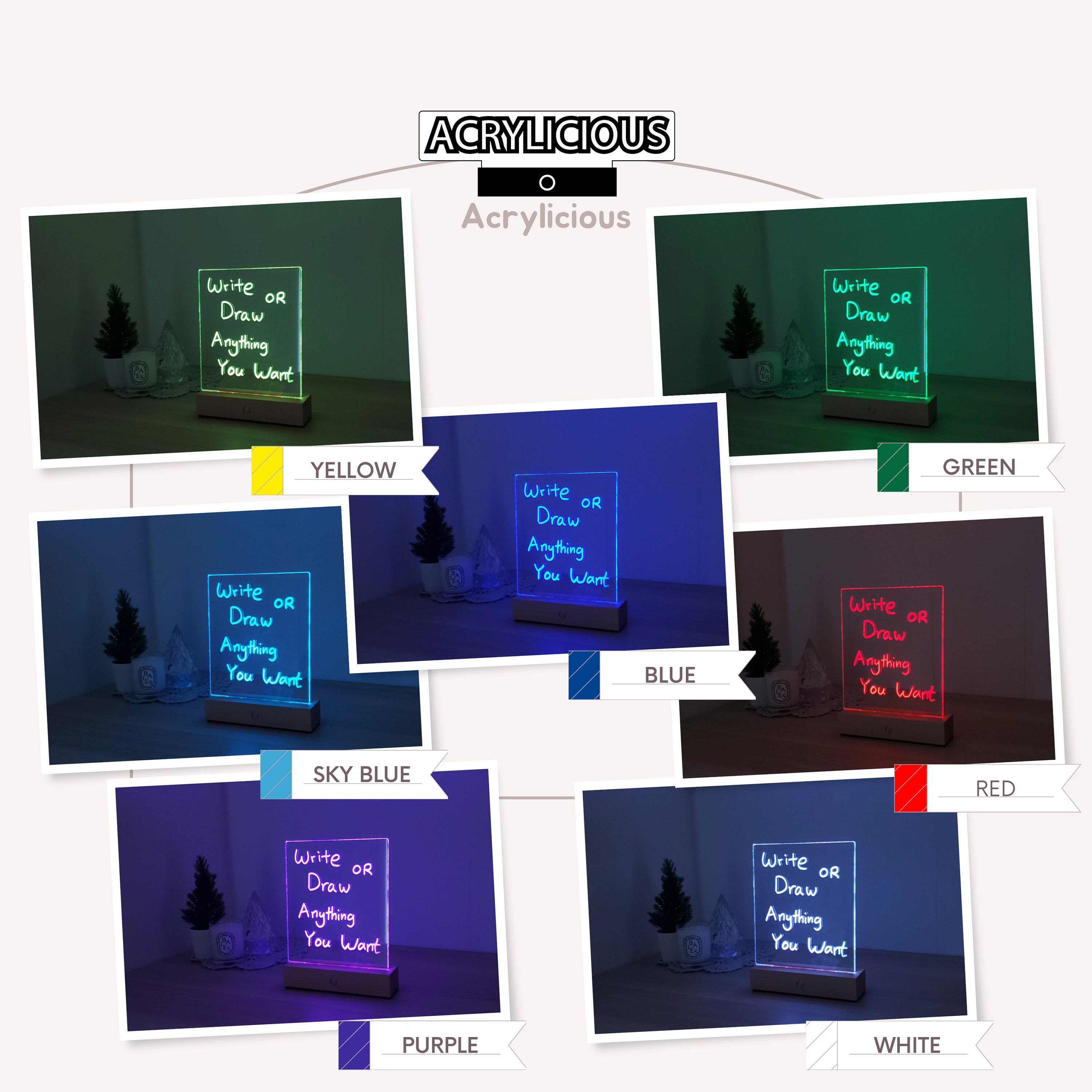 DIY Acrylic LED Light Stand With Wireless USB Charging Multi-colour ...