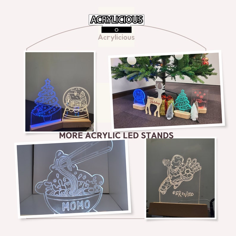 DIY Acrylic LED Light Stand With Wireless USB Charging Multi-colour ...