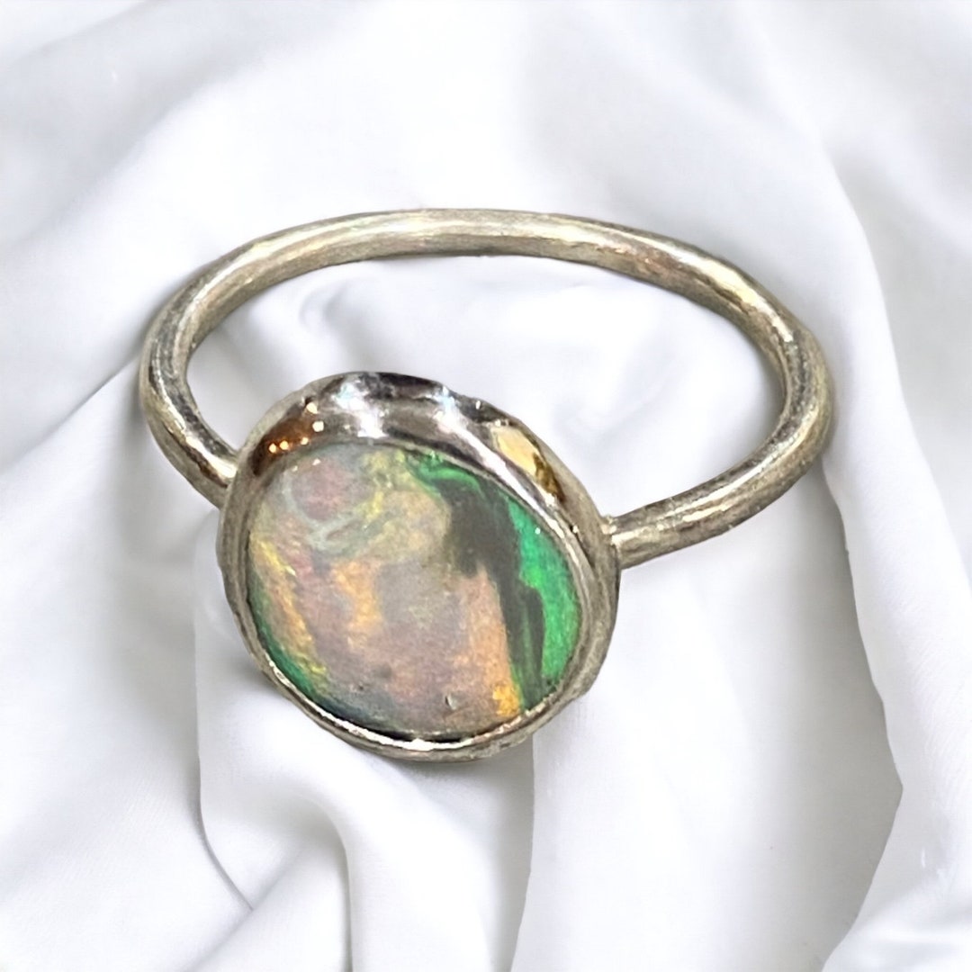Lightning Ridge Opal Ring Set in Sterling Silver - Etsy