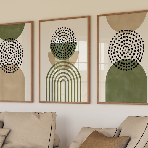 Set of 3 Boho Wall Prints Boho Wall Art Sage Green Wall - Etsy