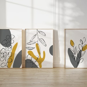 Mustard Wall Art Prints, Mustard Wall Art, Yellow Wall Art, Mustard and ...