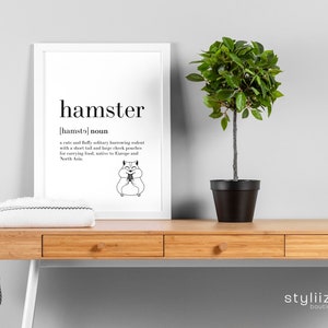 Hamster Definition Print, Pet Hamster Wall Print, Kids Hamster Print ...